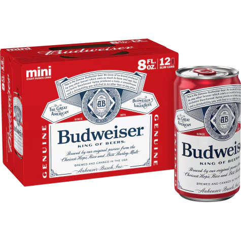 Budweiser 12Pk 8oz Cans | Beechwood-Lagered American Lager – The Liquor ...